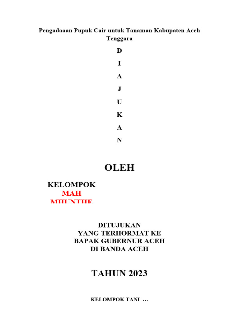 Contoh Proposal Pupuk Cair | PDF