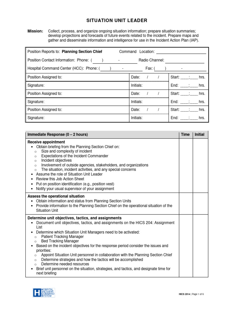Situation Unit Leader | PDF | Safety | Incident Command System