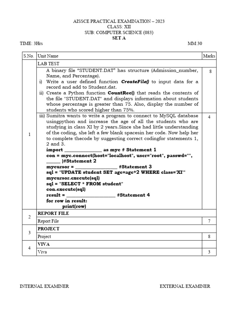 CS Practical 2022-23 | PDF | Sql | Databases