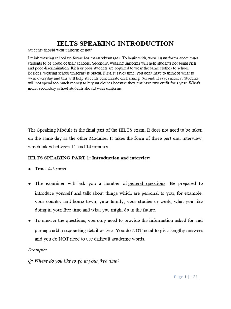 IELTS Speaking Module Overview | PDF | Vocabulary | Speech