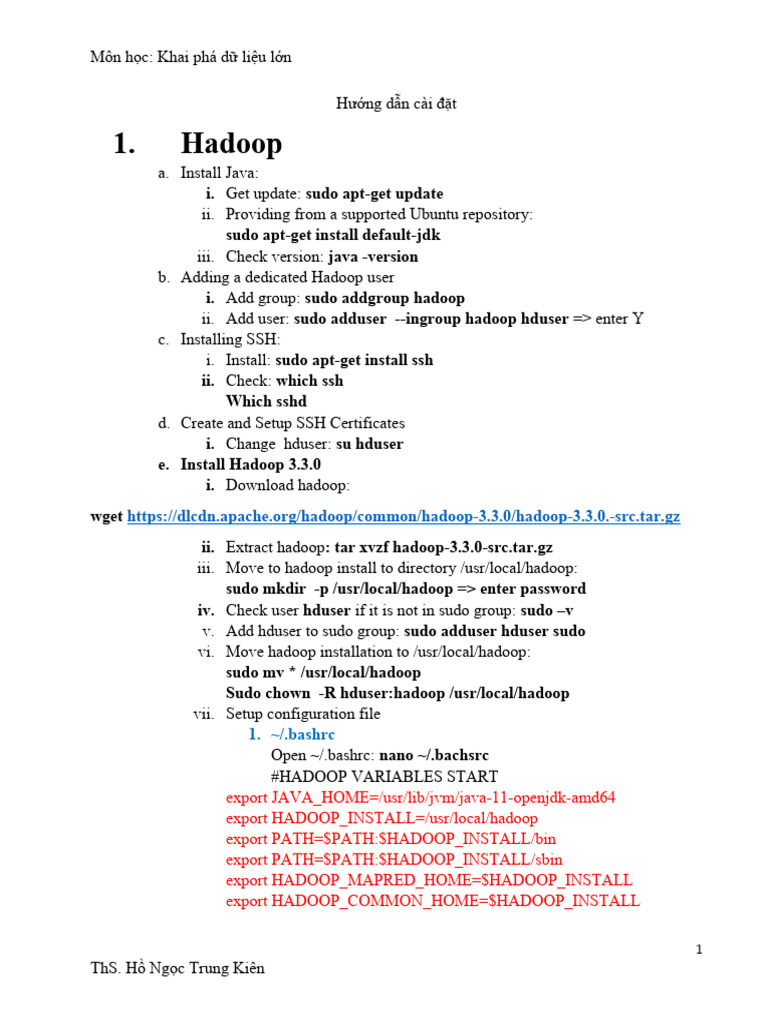 B1 - Install Hadoop Va Spark | PDF | Apache Hadoop | Eclipse (Software)