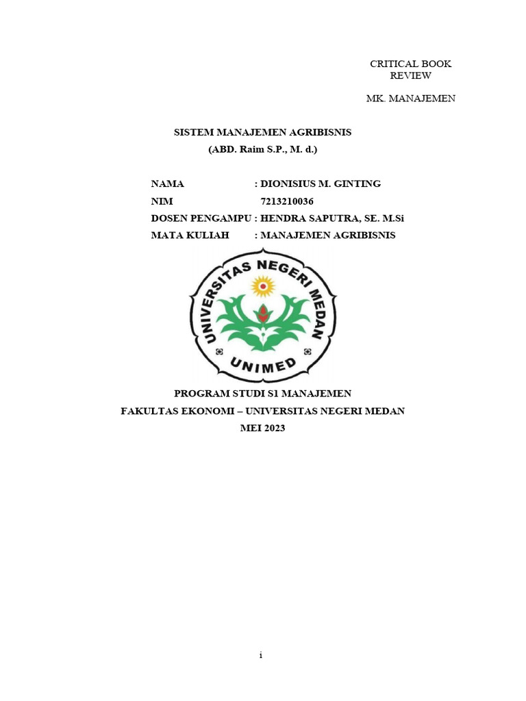 CBR Dionisius Ginting 7213210036 MJM Agri | PDF