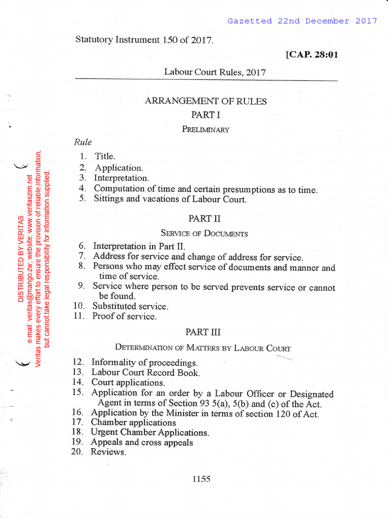 Labour Court Rules Overview 2017 | PDF | Appeal | Judgment (Law)