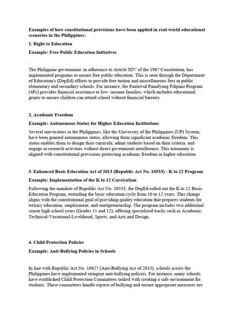Examples of How Constitutional Provisions Have Been Applied in Real ...
