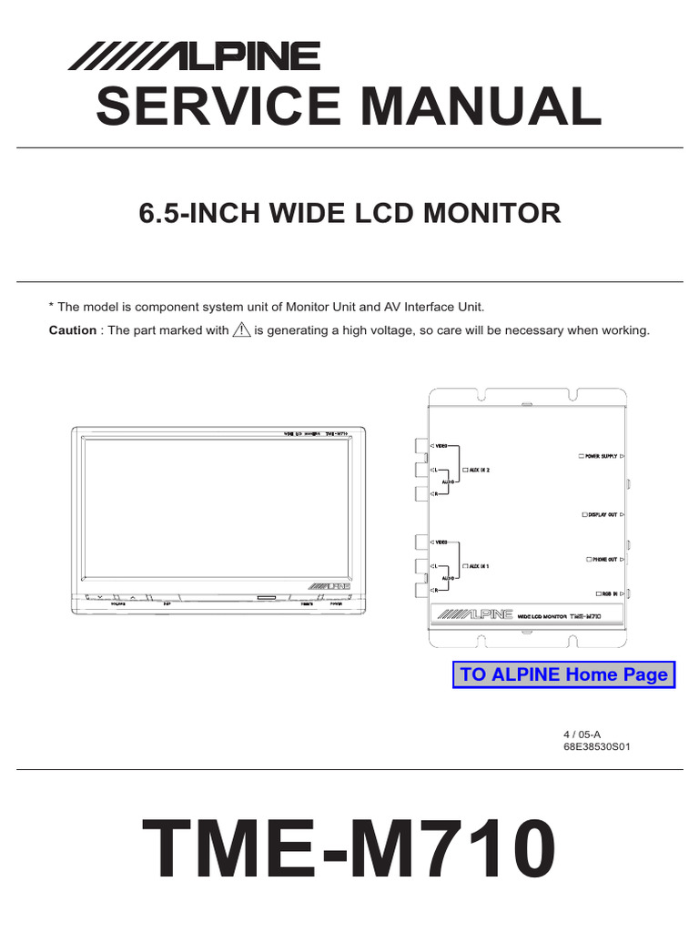 Alpine Tme-M710 Car-Video-Monitor SM | PDF | Loudspeaker | Computer Monitor