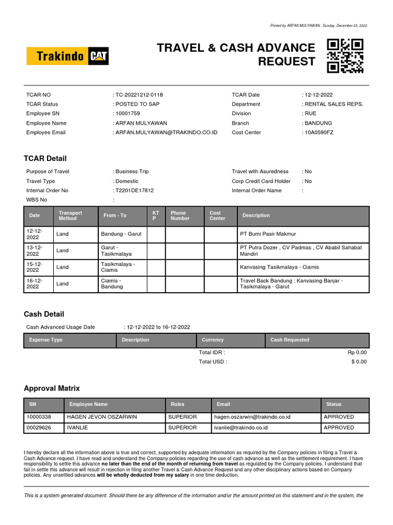 TC-20221212-0118 12-16 Desember 2022 Garut-Tasikmalaya | PDF | Credit Card | Service Industries