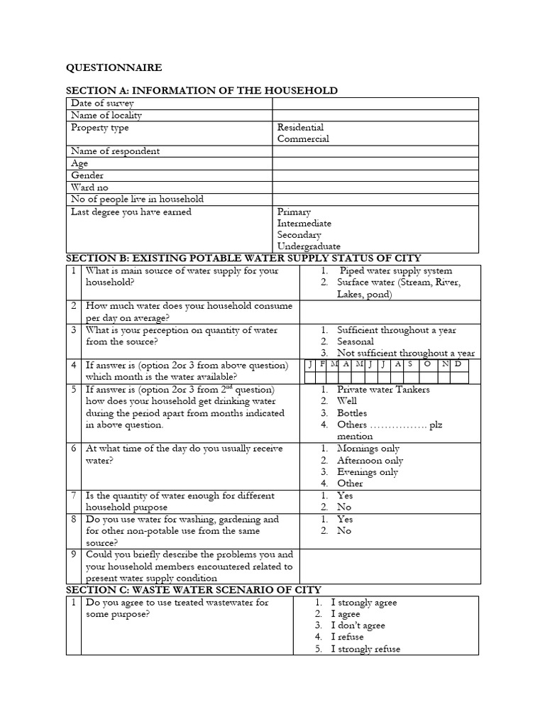 1. Questionnaire Copy | PDF | Water | Stormwater