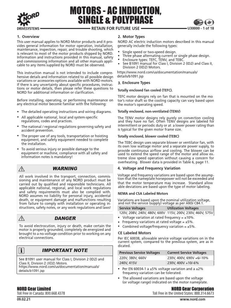 Motor family data sheet - u30000_us | PDF | Mains Electricity ...