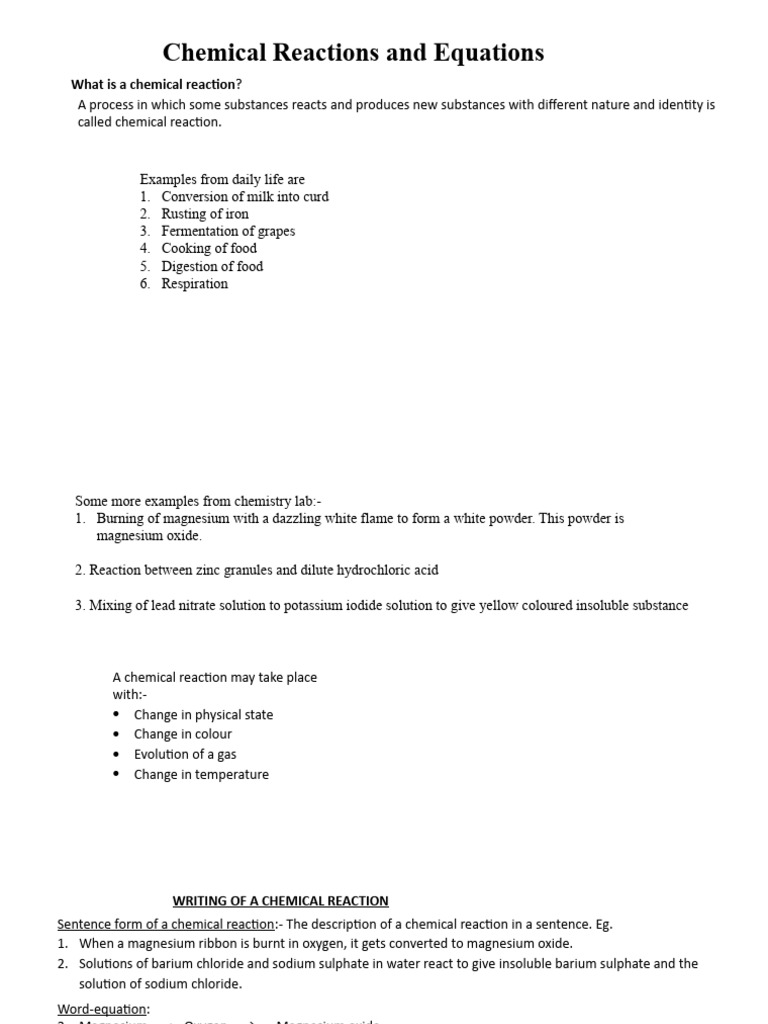 Class 10 Chapter 1 Chemical Reactions and Equations | PDF | Redox ...