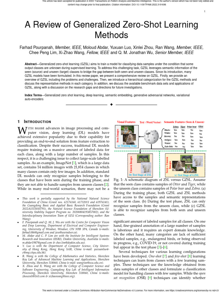 A Review of Generalized Zero-Shot Learning Methods | PDF | Information | Machine Learning