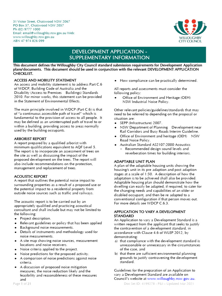 1-Development Applications - Supplementary Information 0416 | PDF | Noise | Building