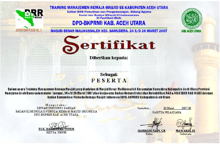 Sertifikat Training MRM 2007 | PDF