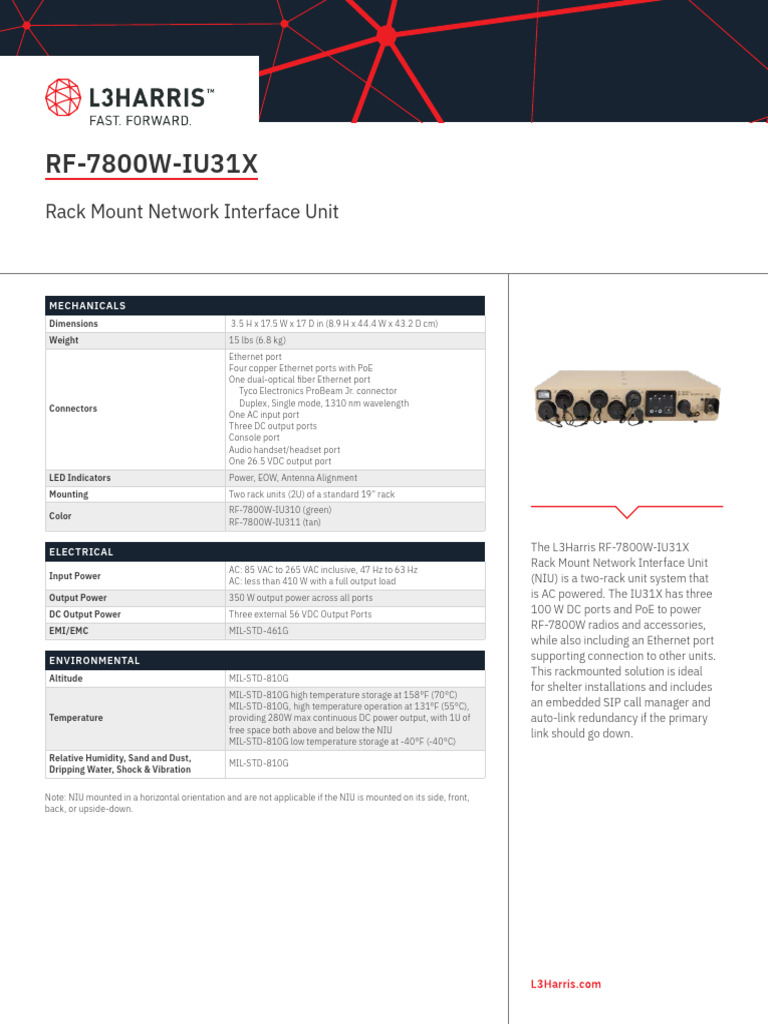 Cs Tcom RF 7800w Iu31x Rack Mount Network Interface Unit Spec Sheet ...