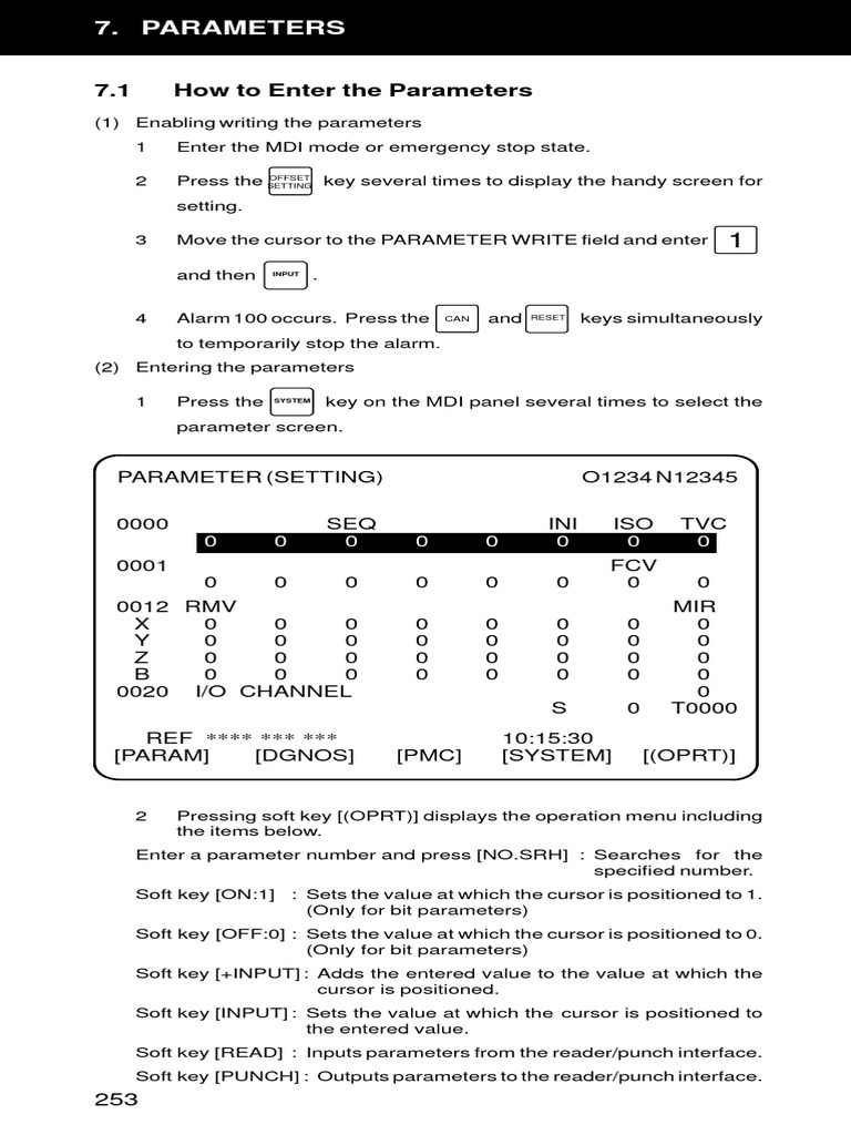 How to Enter Parameters in MDI Mode | PDF | Parameter (Computer Programming) | Cursor (User ...