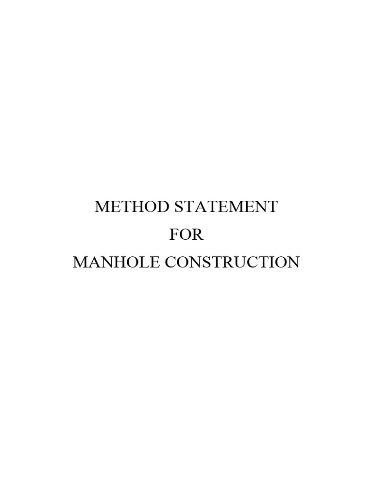 METHOD STATEMENT - Manhole Construction Rev 1 | PDF | Pipe (Fluid ...