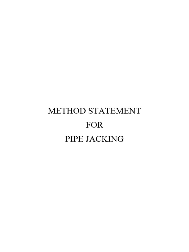 METHOD STATEMENT - Pipe Jacking Rev 1 | PDF | Pipe (Fluid Conveyance ...