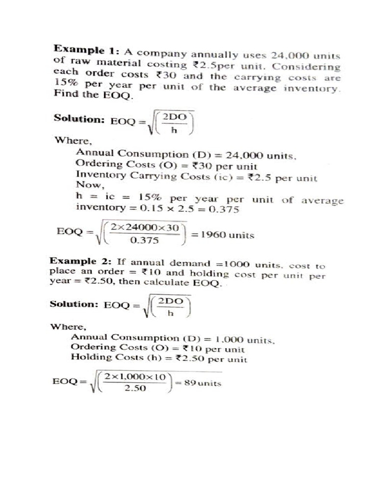 EOQ Questions | PDF