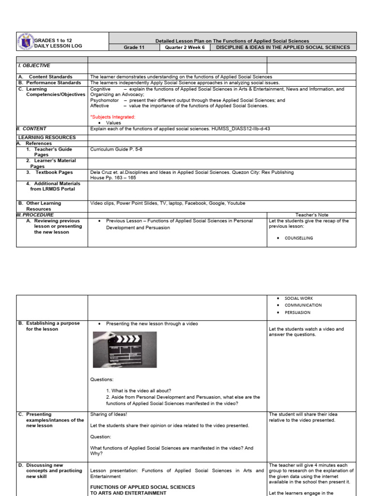 DIASS Lesson Plan in Arts & Entertainment | PDF | Science | Social Sciences