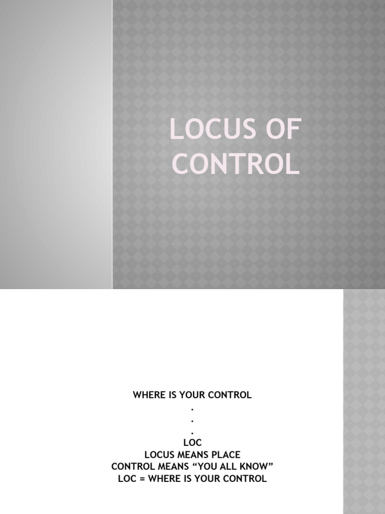 Understanding Locus of Control | PDF | Behavioural Sciences ...