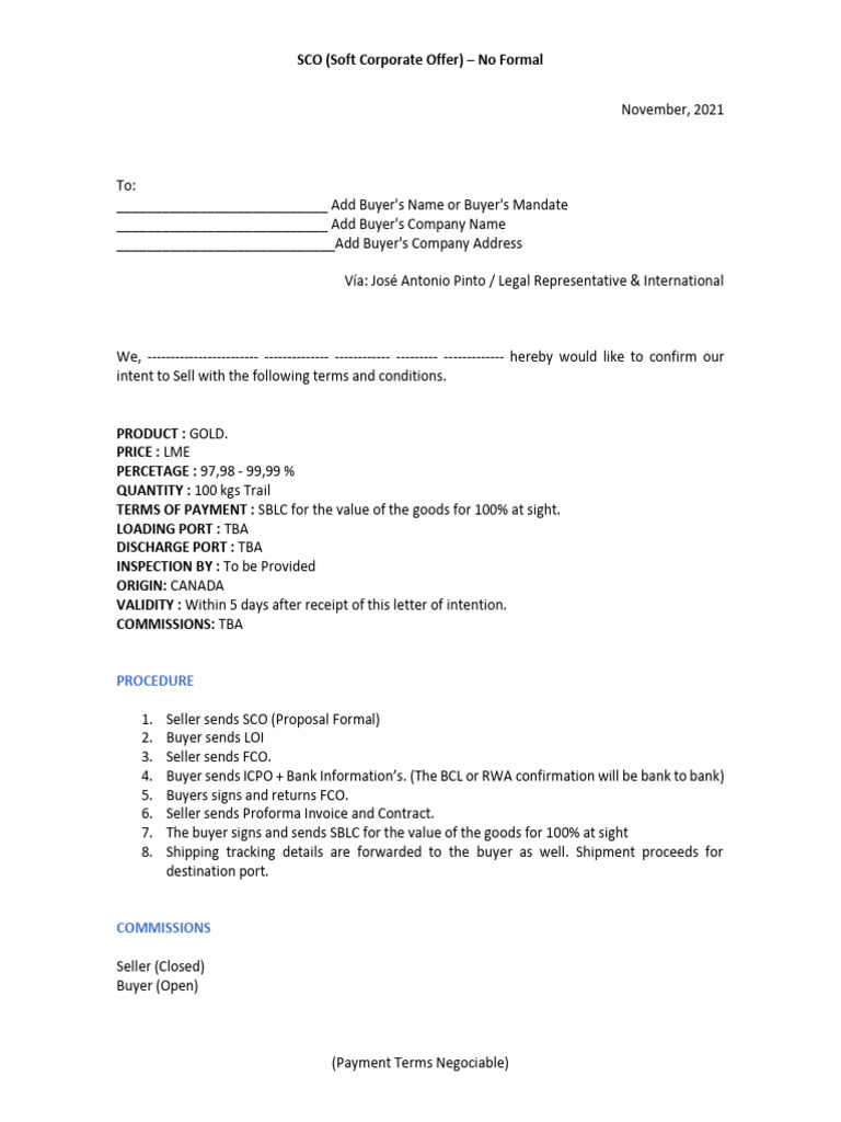 SCO (Soft Corporate Offer) - GOLD | PDF | Finance & Money Management