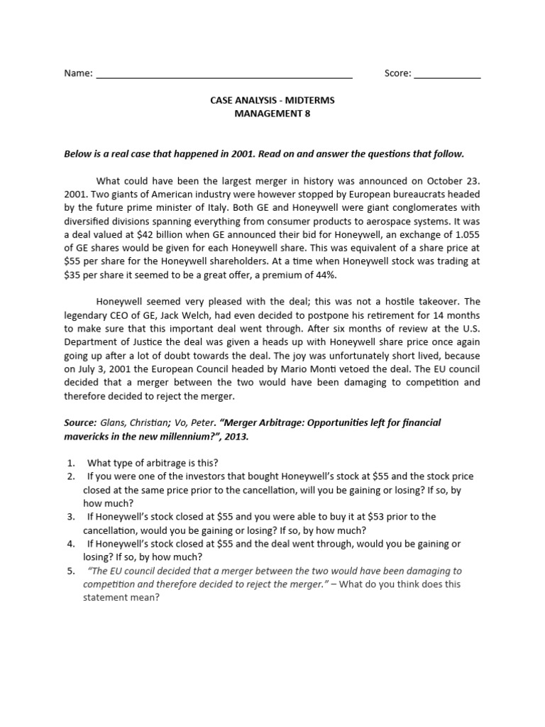 Case Midterms | PDF | Stocks | Mergers And Acquisitions