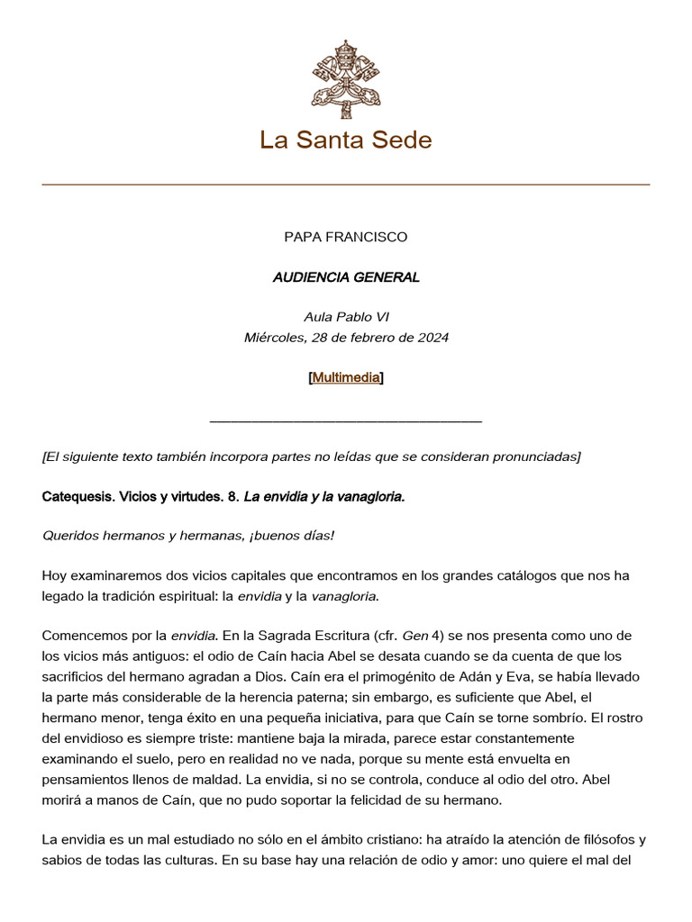 9 Vicios y Virtudes La Envidia Y La Vanagloria | PDF | Amor | Envidia