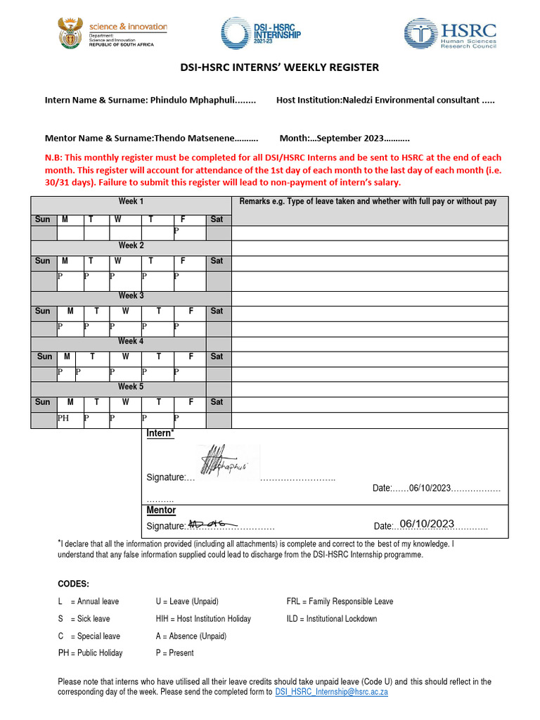 Timesheet Template September | PDF