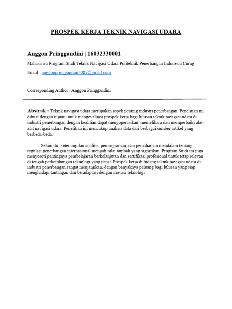 Prospek Kerja Teknik Navigasi Udara | PDF