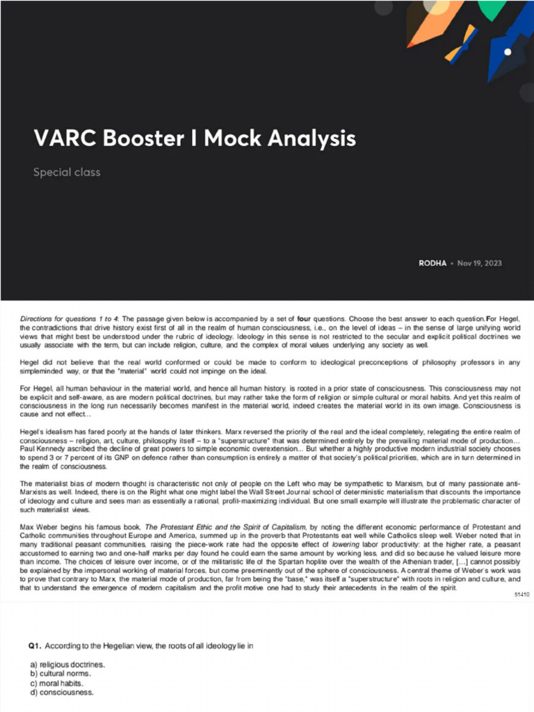 VARC Booster I Mock Analysis With Annon | PDF