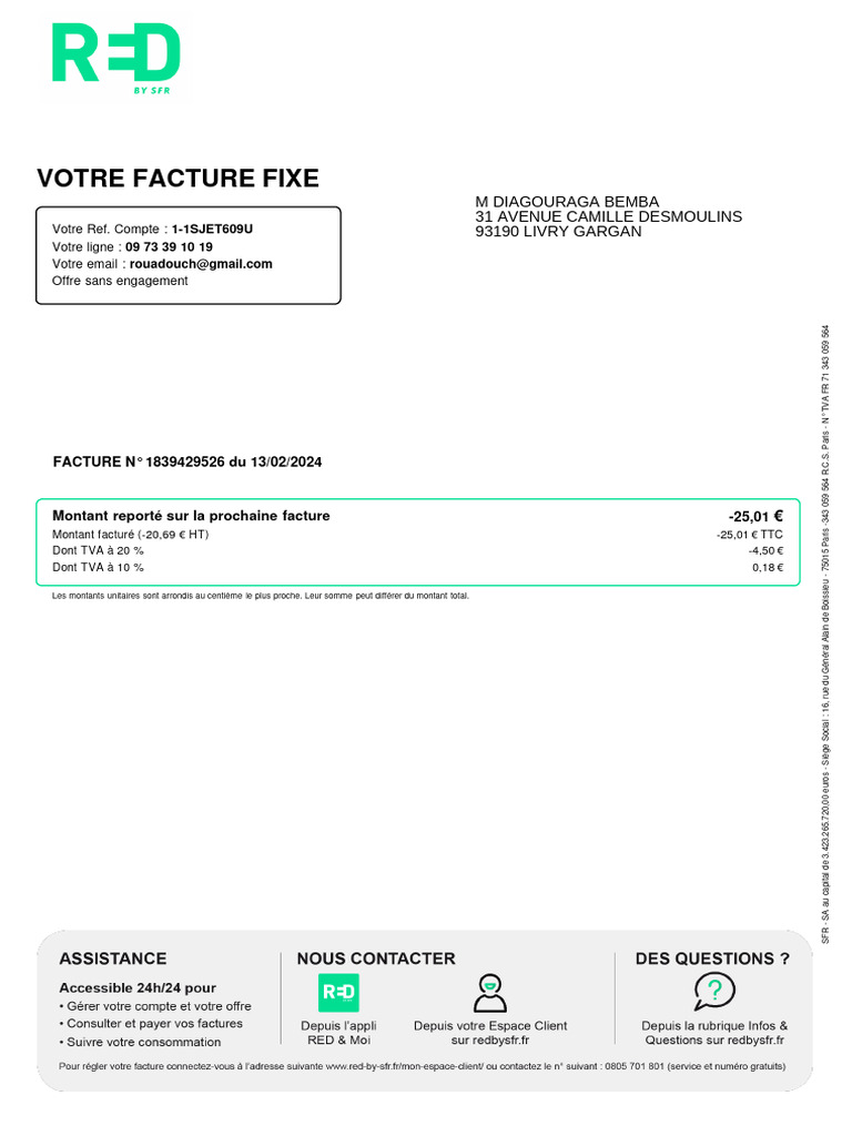 Facture SFR-4-2-2 | PDF | Taxe sur la valeur ajoutée | Chiffre d'affaires