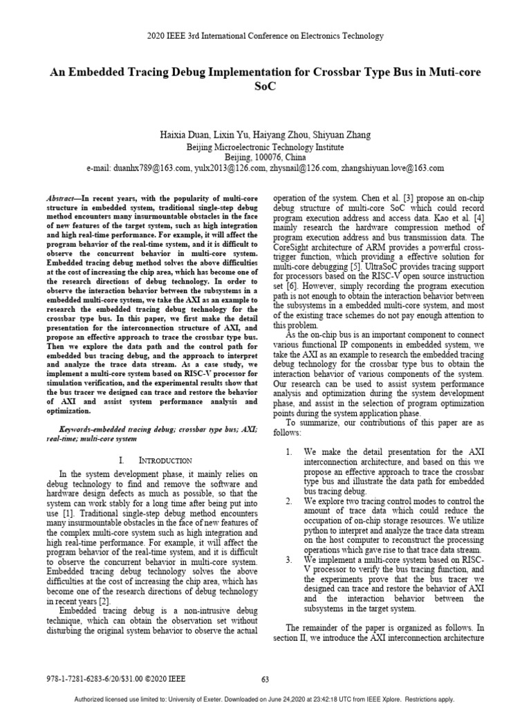 Done-An Embedded Tracing Debug Implementation For Crossbar Type Bus in Muti-Core SoC2020 | PDF ...