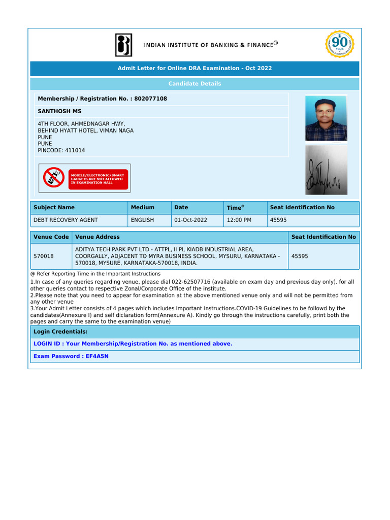 Dra Training Halticket | PDF | Identity Document