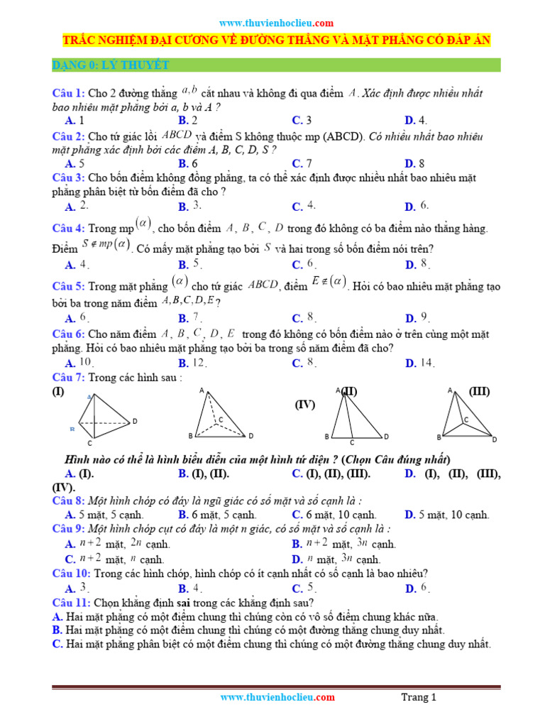 Dai Cuong Ve Duong Thang Va Mat Phang 1 | PDF