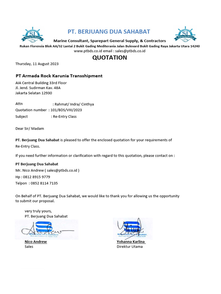 Sample Form Quotation Untuk Barang | PDF