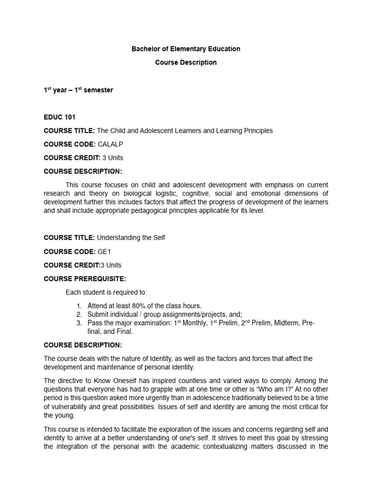 Beed Course Description | PDF | Curriculum | Music Education