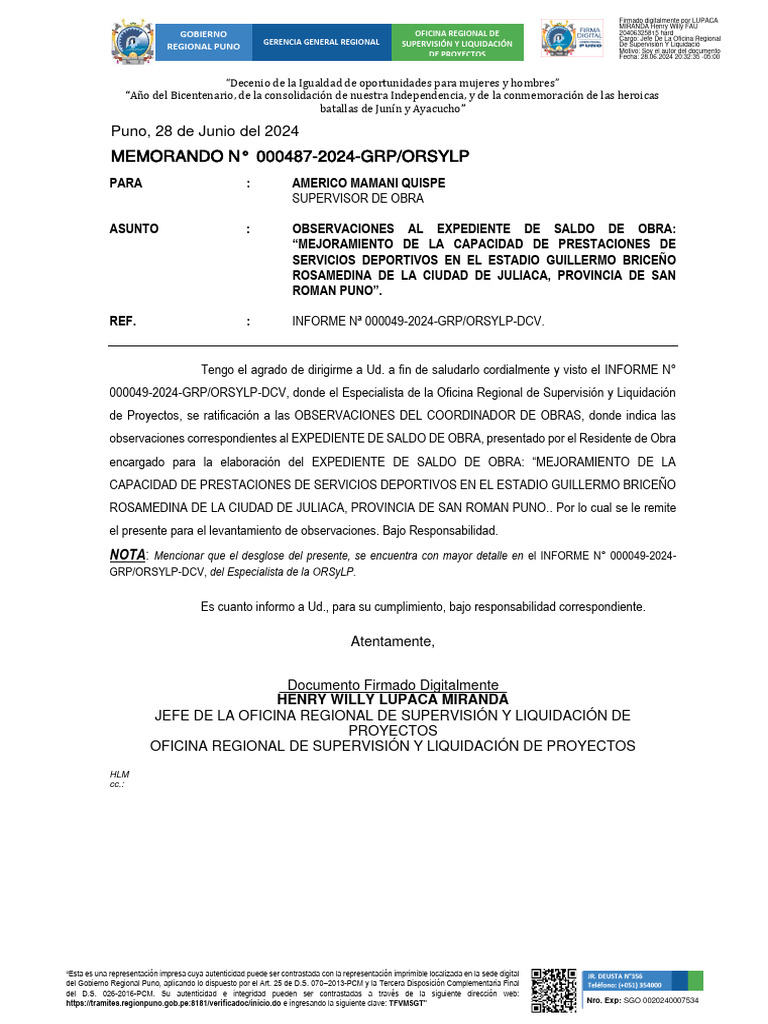 Memorando 000487 2024 Orsylp | PDF