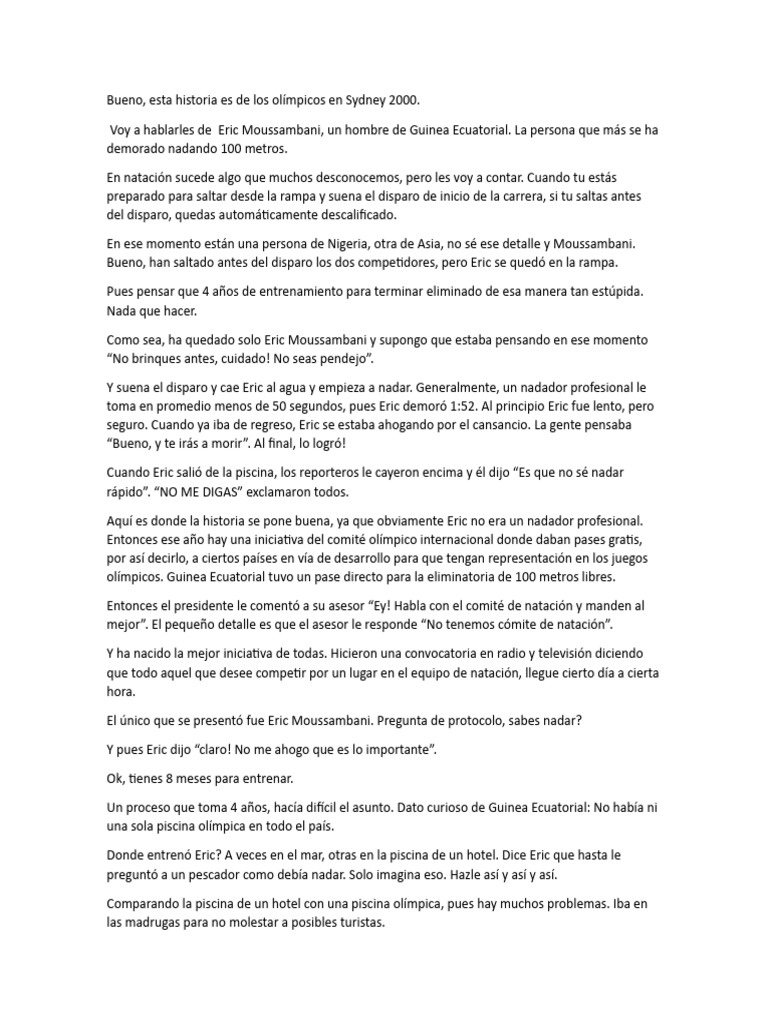 Eric Moussambani | PDF | Nadando