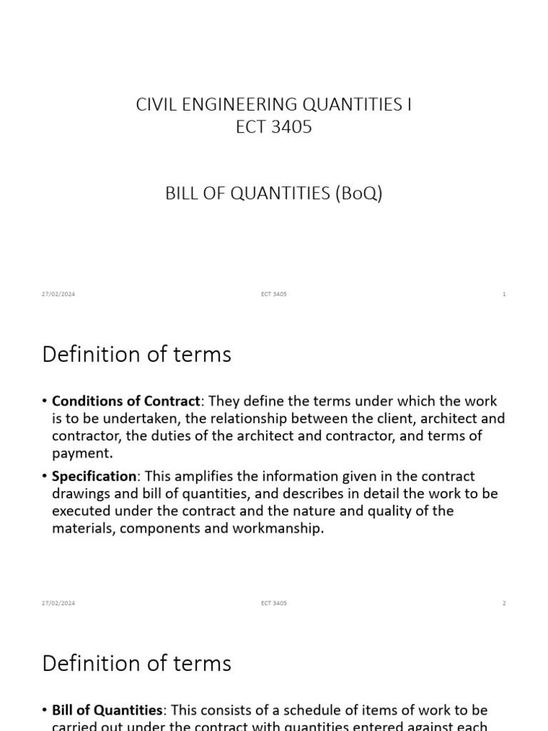 Chapter 5-Bill of quantities | Download Free PDF | Specification (Technical Standard ...