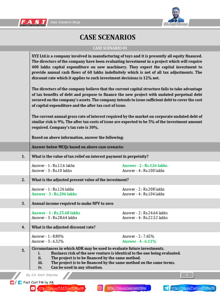 Case Scenarios | PDF | Stocks | Dividend