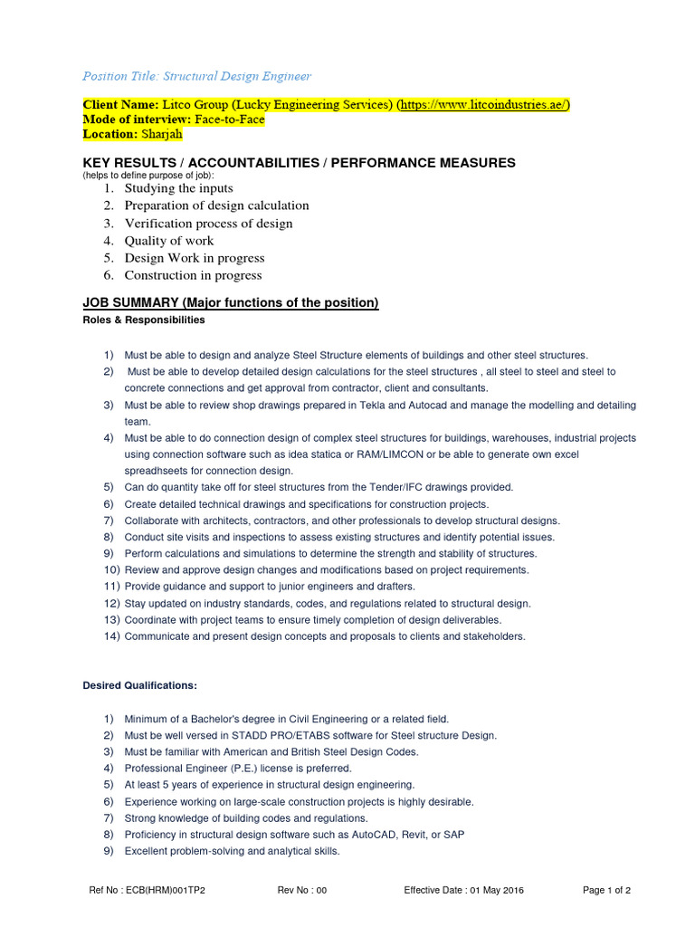 Design Engineer Jd-1 | PDF | Engineering