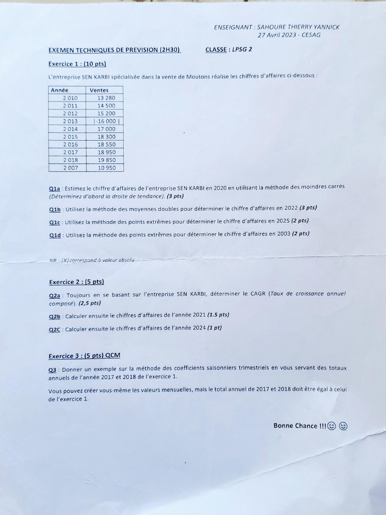 Sujets Exam Lpsg 2 22 23 Pdf