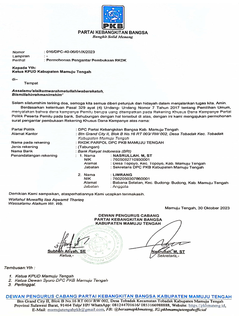 Permohonan Rekom RKDK PKB | PDF