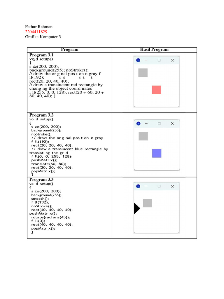 Computer Graphics Programming Examples | PDF | Teaching Methods & Materials | Technology ...
