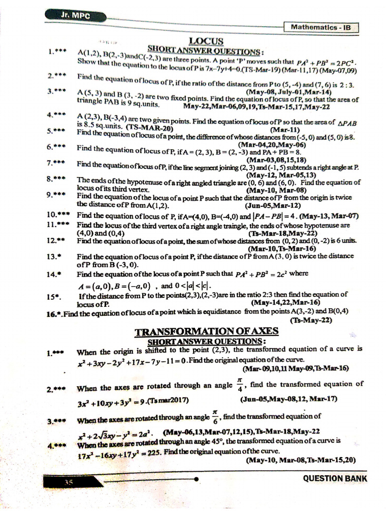 Maths 1B Imp Question Bank - 240525 - 174159 | PDF