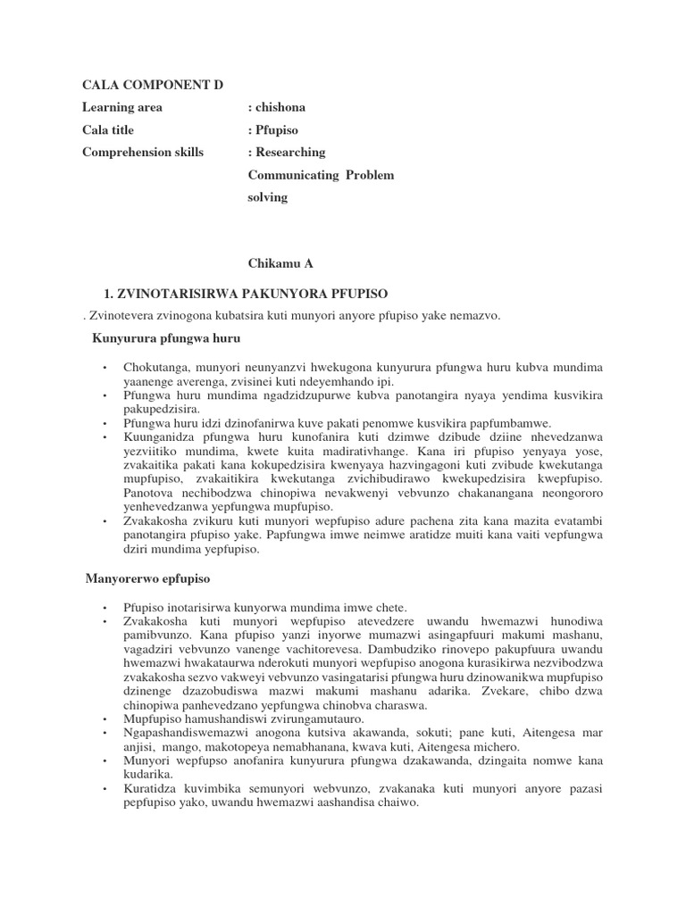 Cala Component D Shona Finalised | PDF