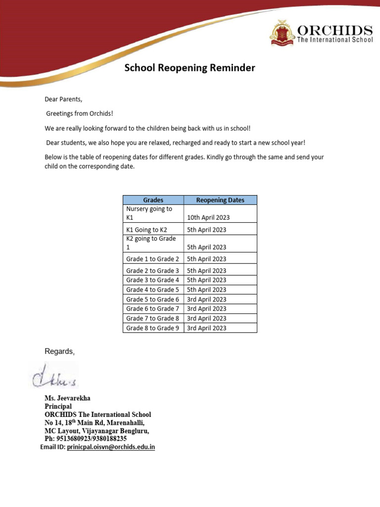 School Reopening Reminder | PDF