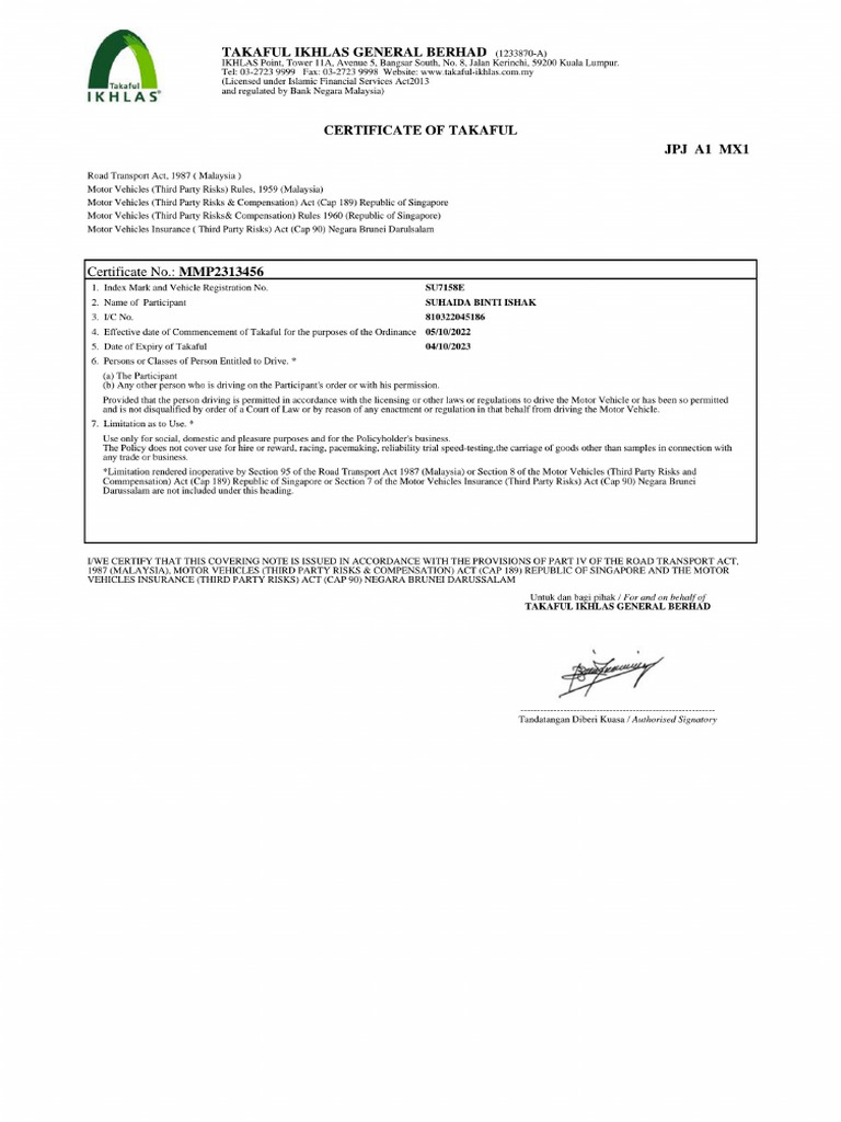 TISB Certificate of Insurance (4) .JSP | PDF