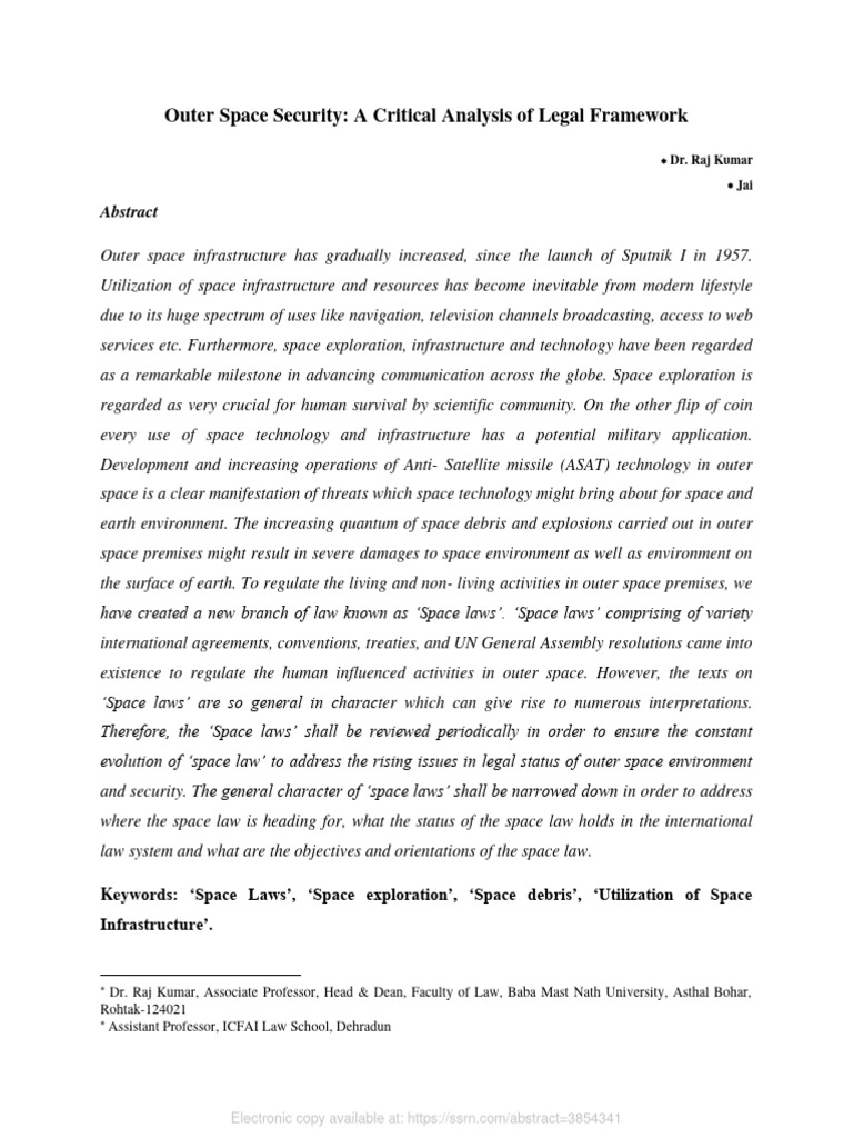 Outer Space Security | PDF | Space Debris | Satellite