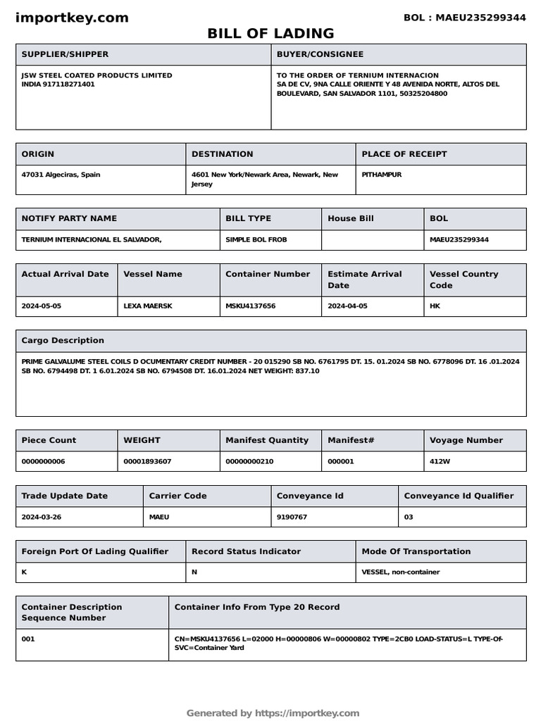 JSW BL | PDF | Bill Of Lading | Supply Chain Management