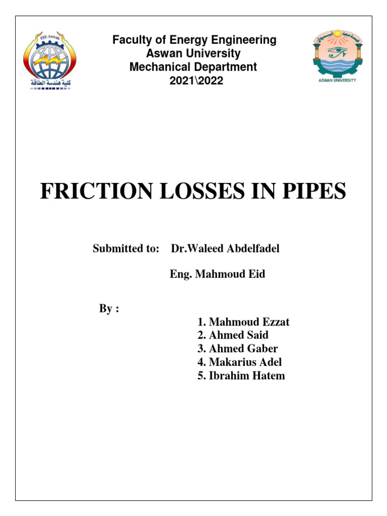 Friction Losses in Pipe Flow Analysis | PDF | Reynolds Number | Fluid Dynamics